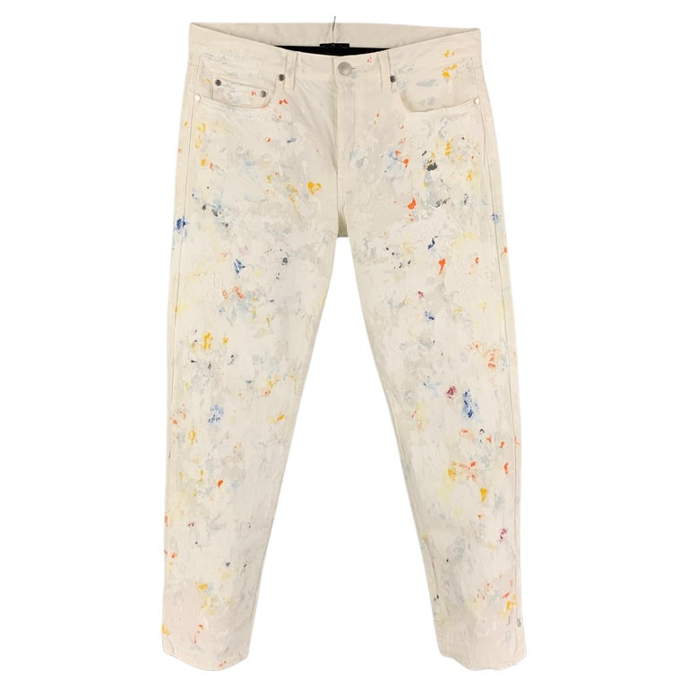 JOHN ELLIOTT The Daze 2 Pollock Size 33 Splattered Denim White Jeans ...