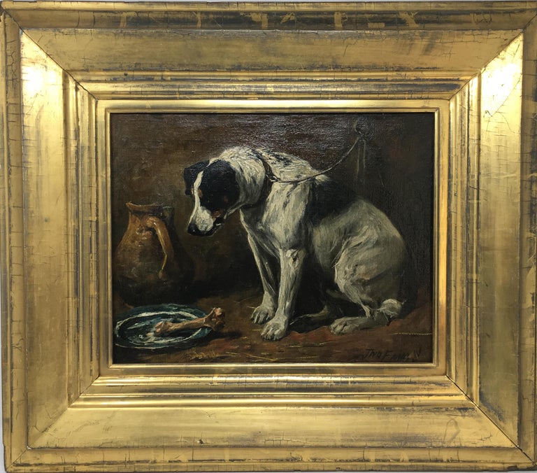 John Emms - John Emms dog painting 'Dinner Time' - A Smooth Fox Terrier ...