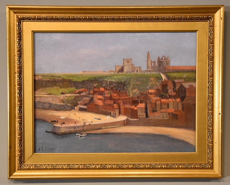 John Ernest Foster - Oil Painting by John Ernest Foster "Whitby Quay ...