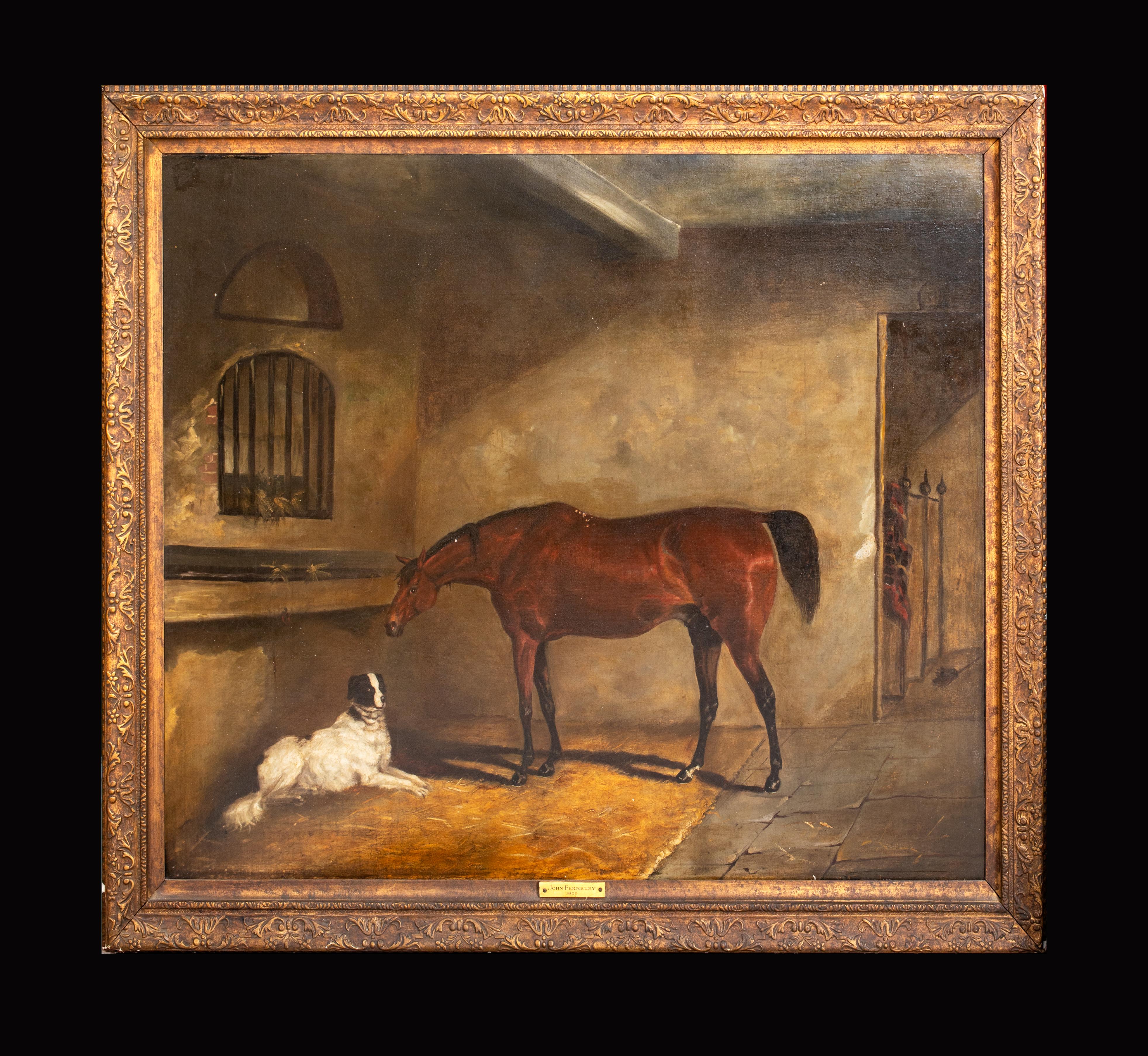 John Ferneley Senior - Bay Hunter and Setter Dog In A Stable, early ...