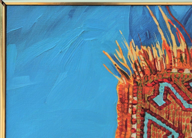 John Fincher - “Rug With Ring” Abstract Realist Blue and Orange ...