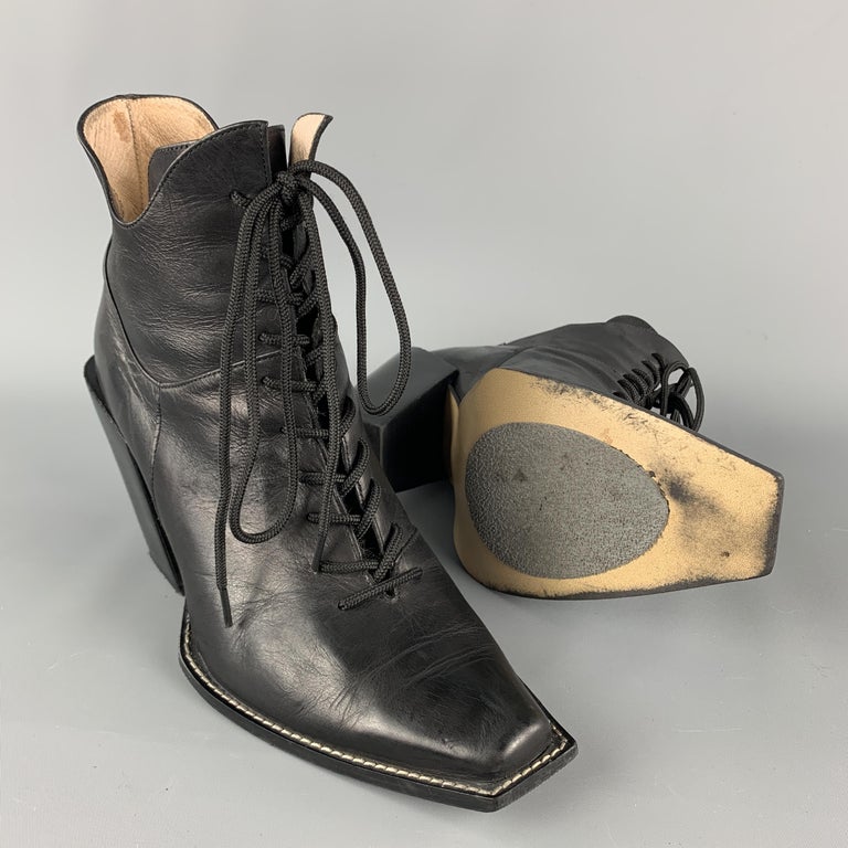 JOHN FLUEVOG Prince George Size 10 Black Leather Lace Up Ankle Boots at ...