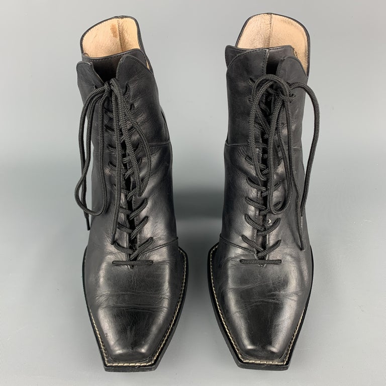 JOHN FLUEVOG Prince George Size 10 Black Leather Lace Up Ankle Boots at ...