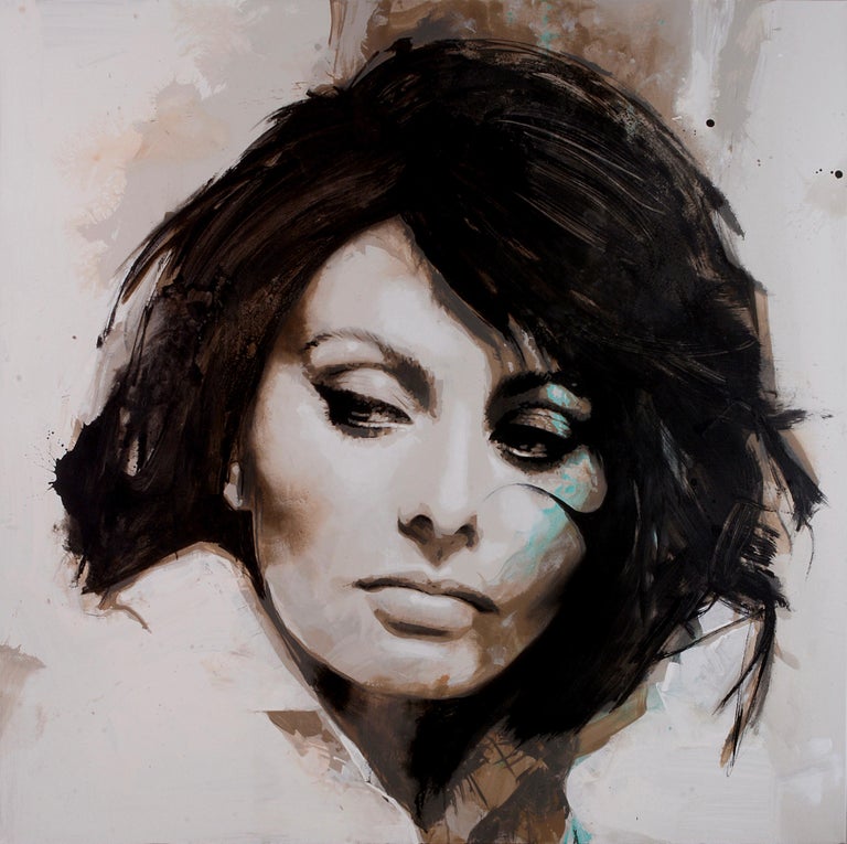John Francis Gallagher - Sophia Loren - Oil on Canvas For Sale at 1stDibs