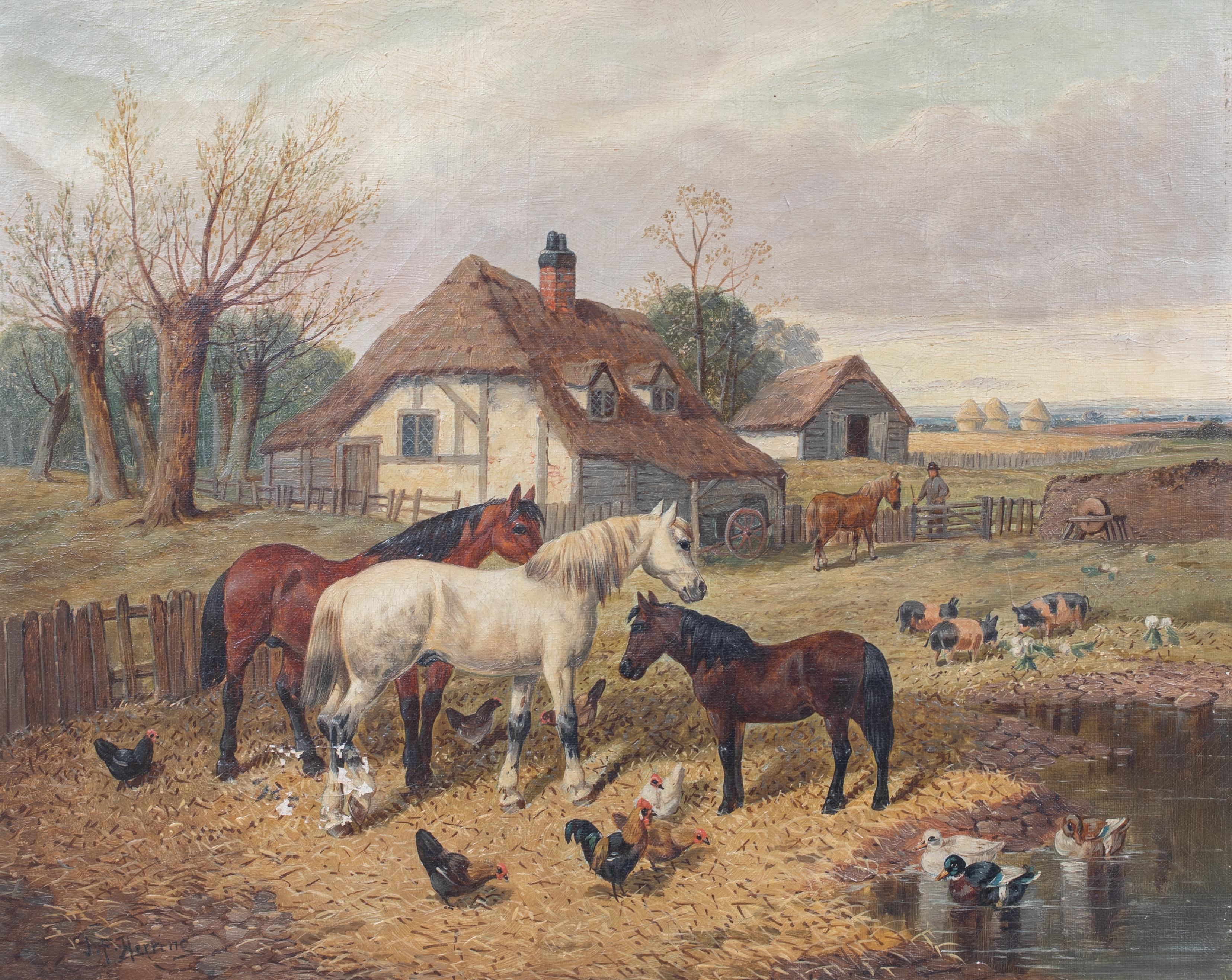 John Frederick Herring Jr - Horses, Chickens and Pigs On The Farm, 17th ...