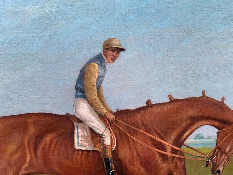 19th century English Antique horse racing scene in a landscape with ...