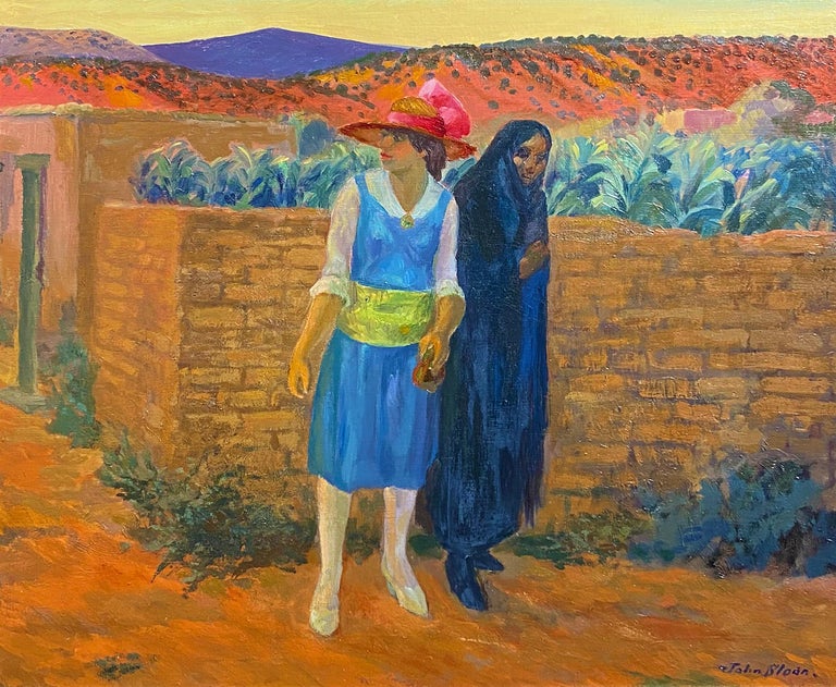 John French Sloan - Mère et fille, Santa Fe, 1919-20 En vente sur 1stDibs