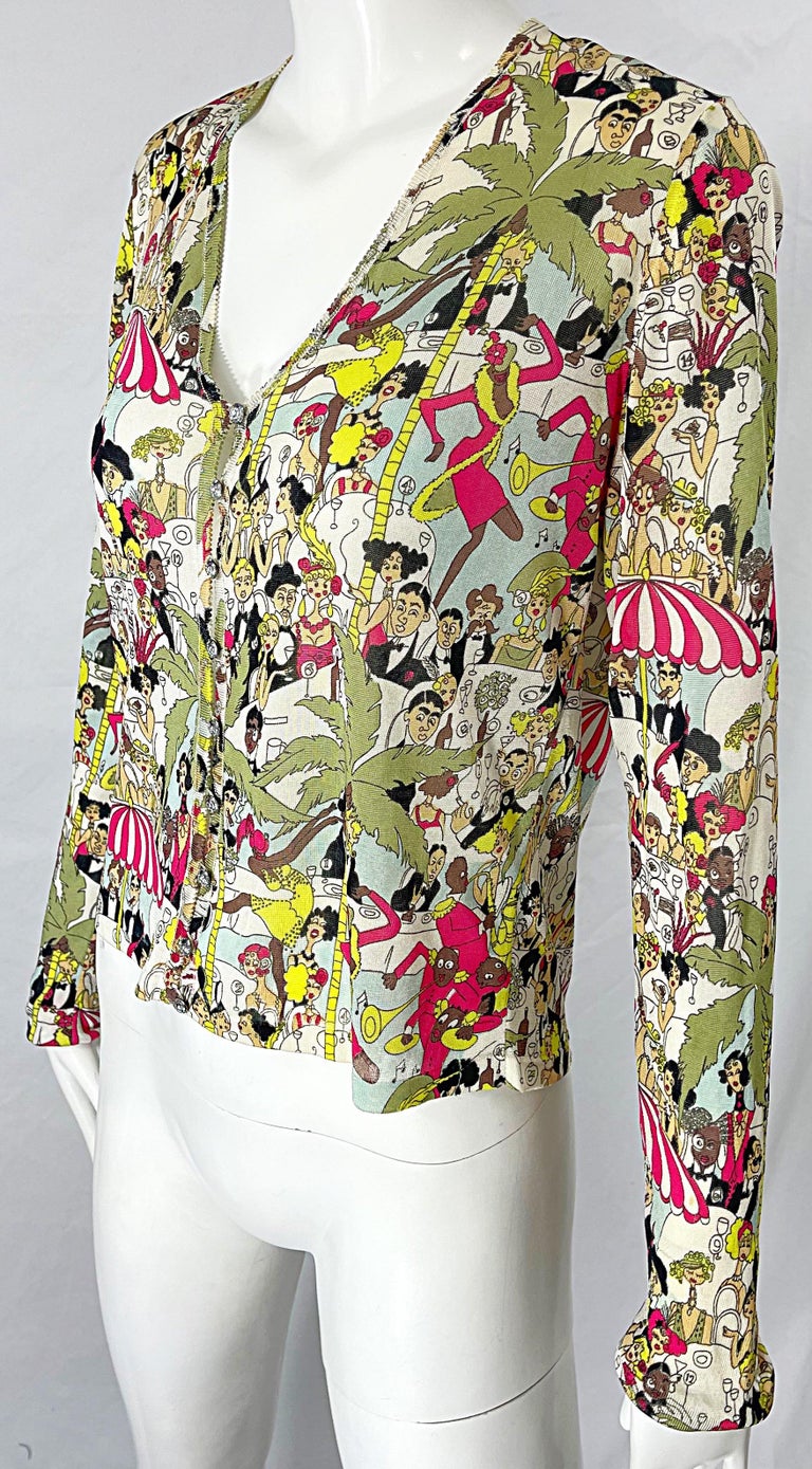 John Galliano 1990s Gatsby Roaring 20s Print Rayon Vintage 90s Cardigan ...