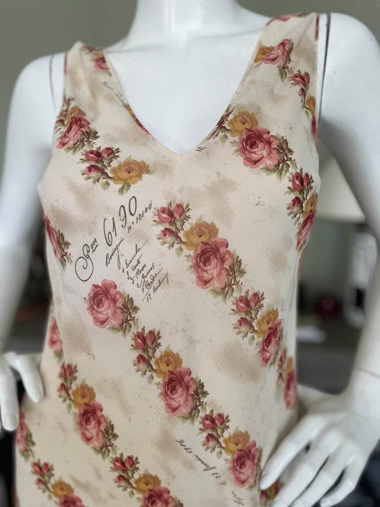 John Galliano Autumn 2001 Bias Cut Floral Botanical Print Evening Dress ...