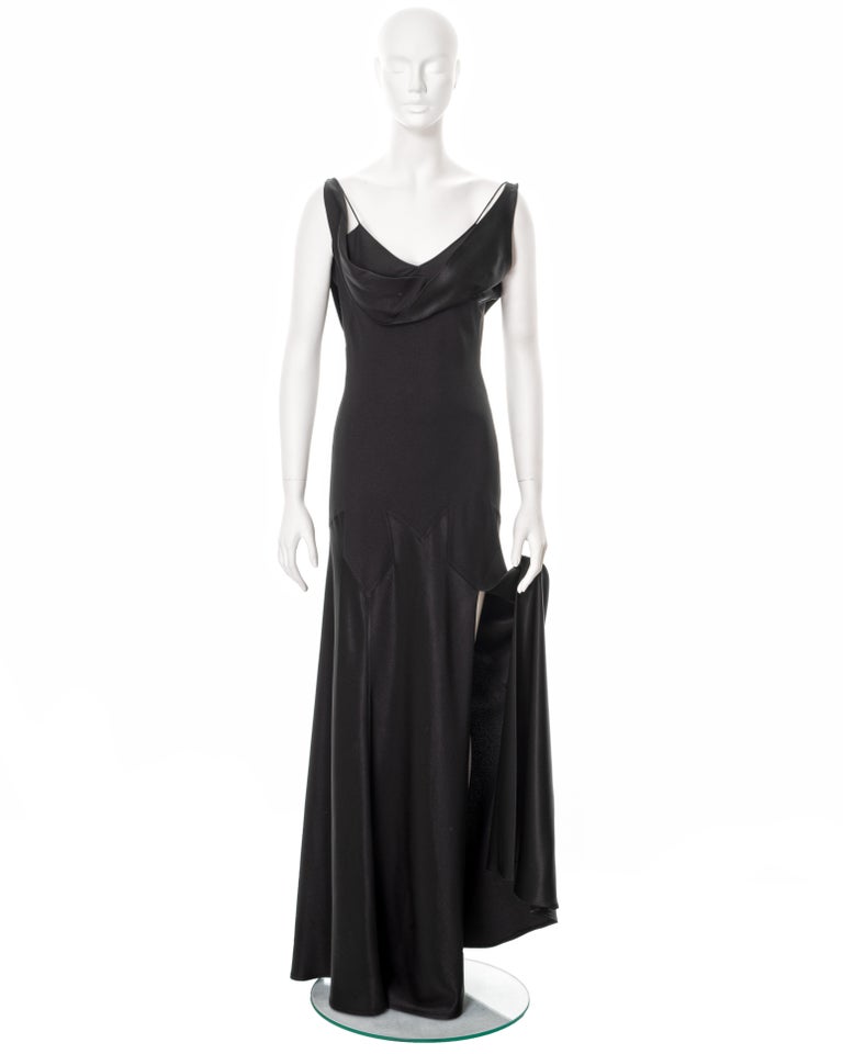 John Galliano black bias-cut satin evening dress, fw 1994 For Sale at ...