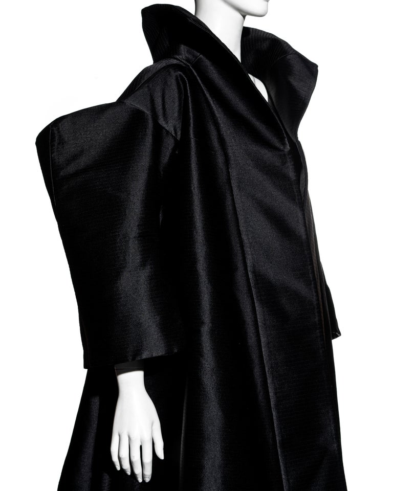 John Galliano black silk heavyweight showpiece opera coat, ss 1995 For ...