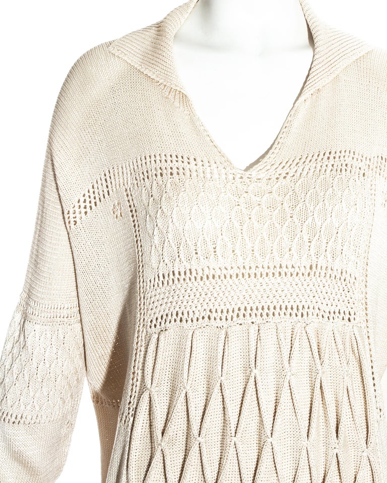 John Galliano cream knitted silk 'farmers smock' dress, ss 1986 For ...