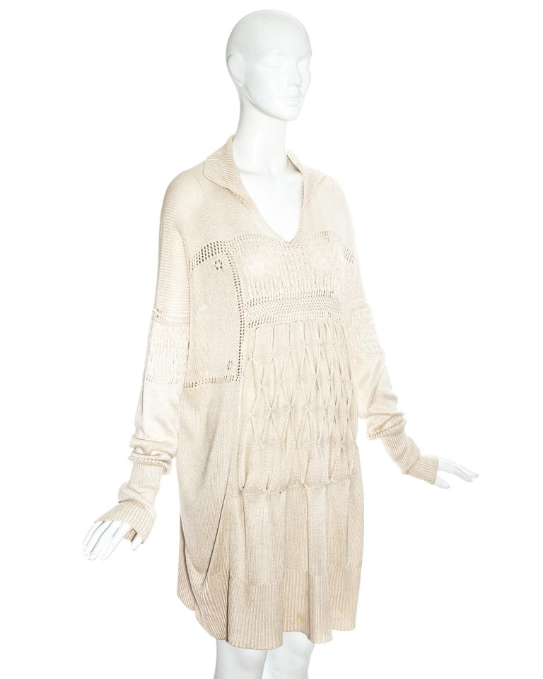 John Galliano cream knitted silk 'farmers smock' dress, ss 1986 For ...