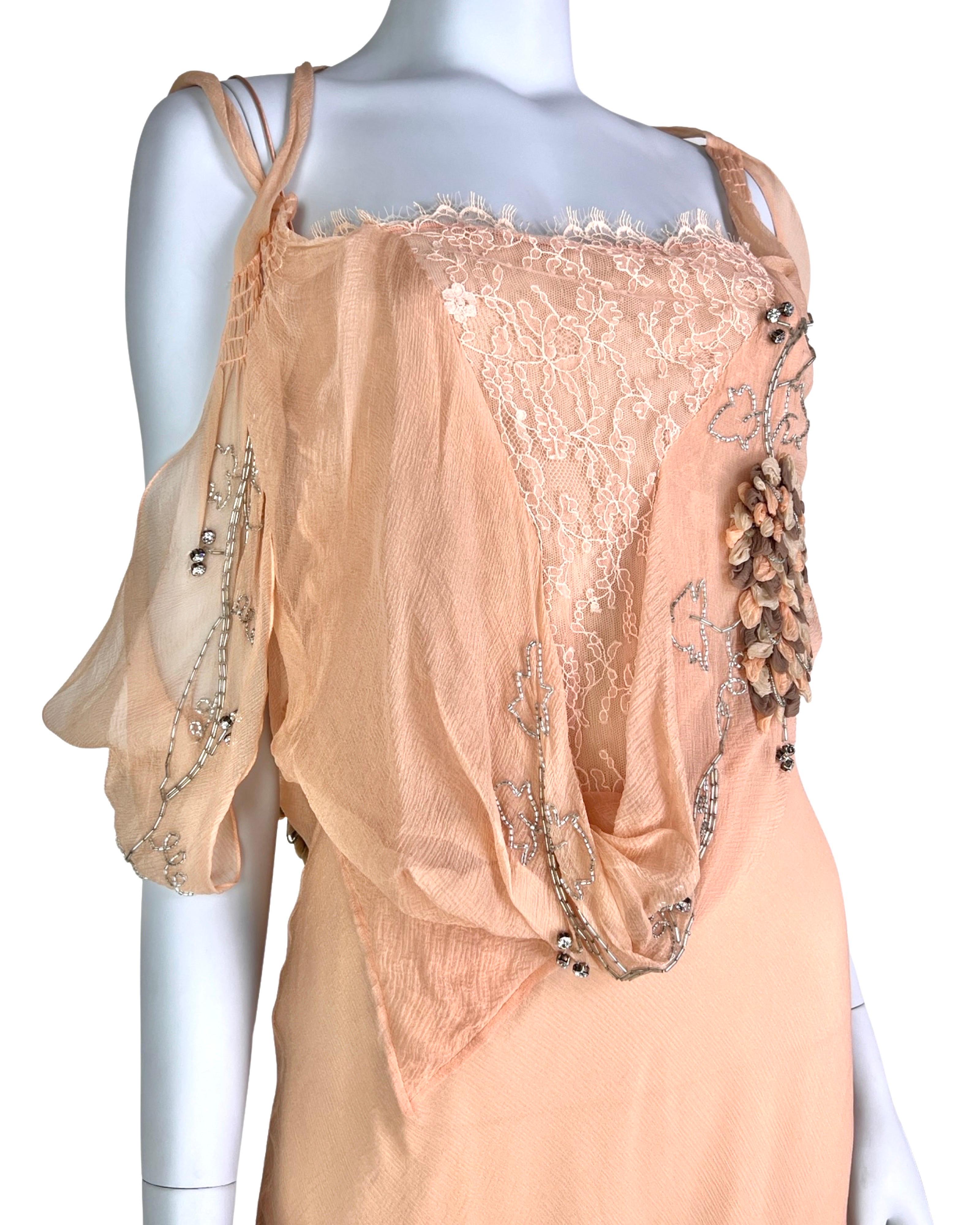 John Galliano Fall 2005 Silk Embellished Dress For Sale at 1stDibs