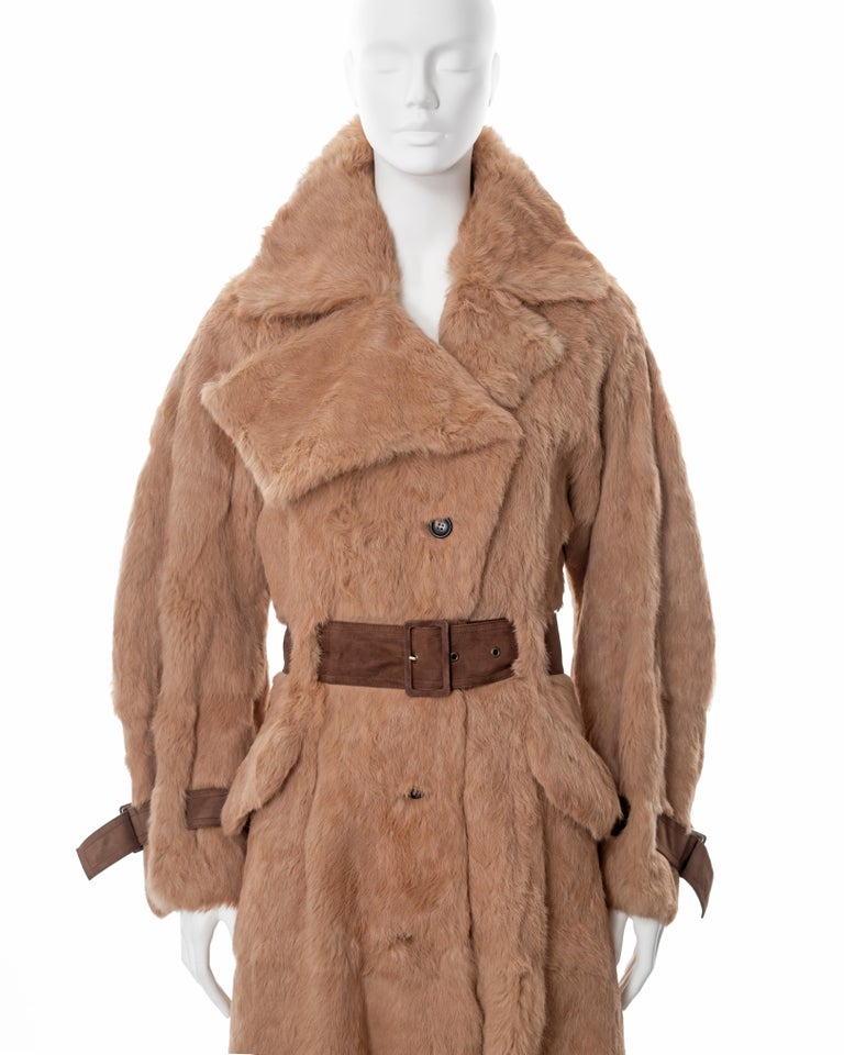 John Galliano fawn rabbit fur trench coat, fw 2003 For Sale at 1stDibs
