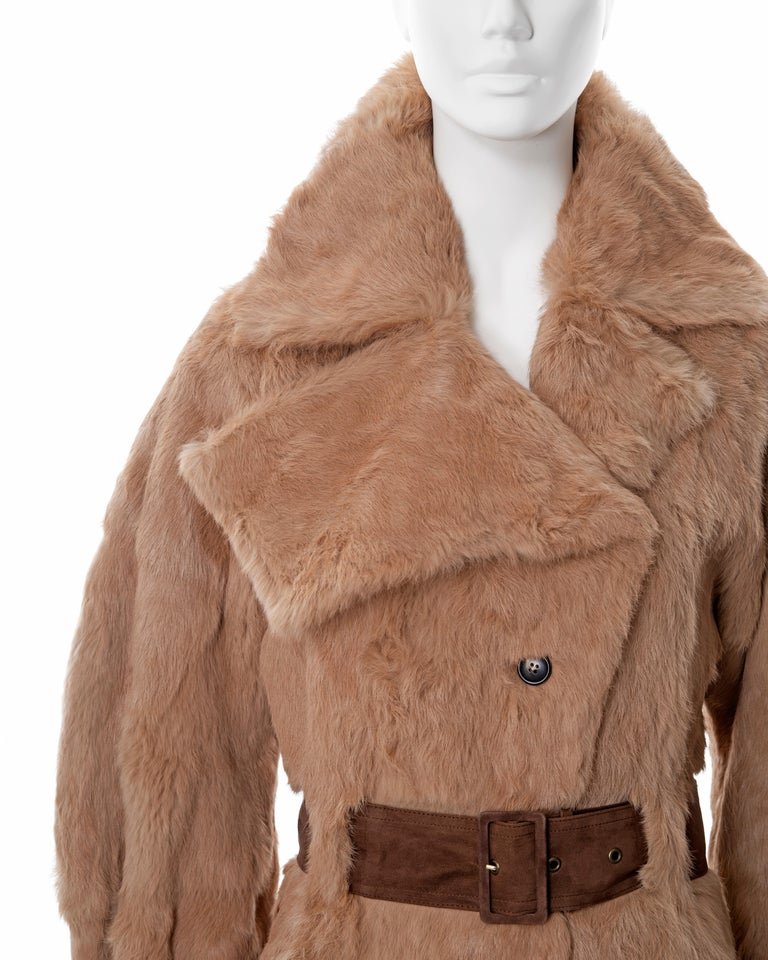 John Galliano fawn rabbit fur trench coat, fw 2003 For Sale at 1stDibs