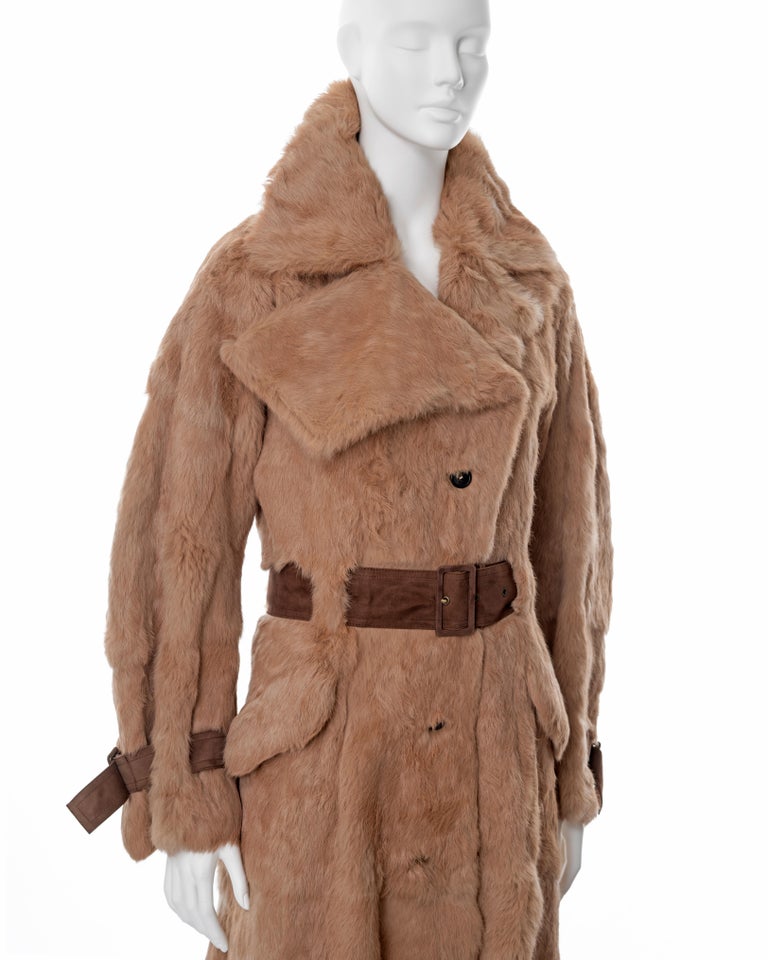 John Galliano fawn rabbit fur trench coat, fw 2003 For Sale at 1stDibs