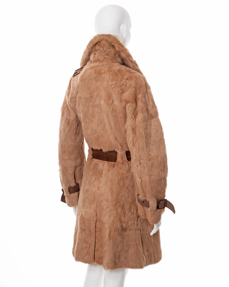 John Galliano fawn rabbit fur trench coat, fw 2003 For Sale at 1stDibs
