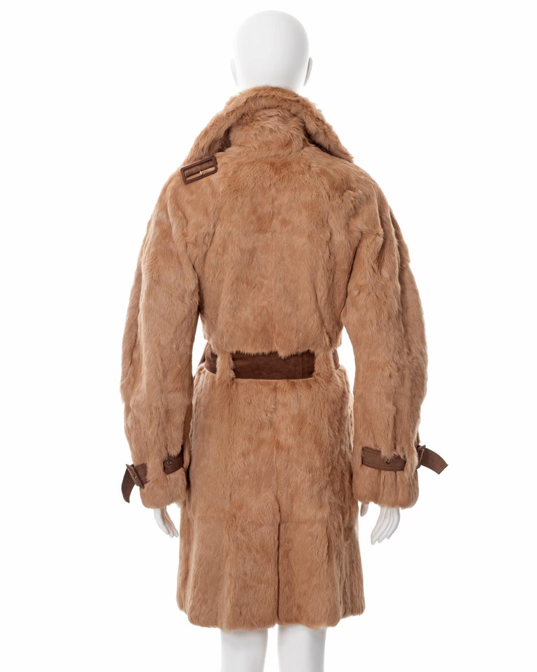 John Galliano fawn rabbit fur trench coat, fw 2003 For Sale at 1stDibs