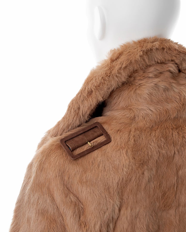 John Galliano fawn rabbit fur trench coat, fw 2003 For Sale at 1stDibs