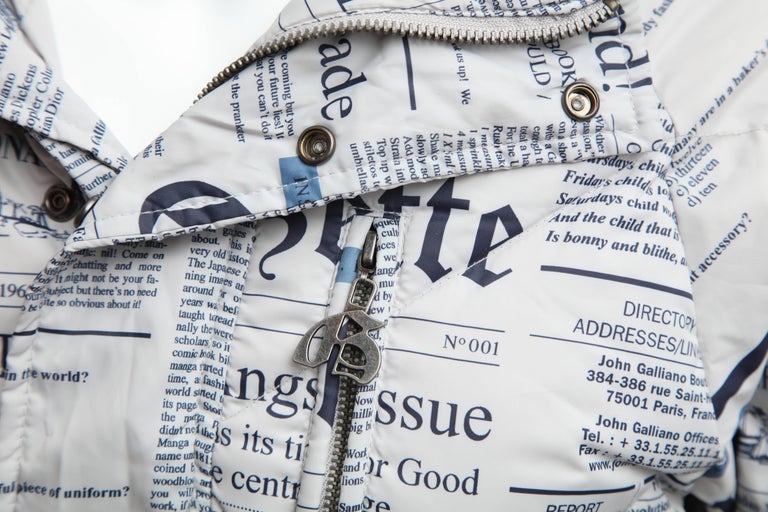 John Galliano Iconic Newspaper Puffy Jacket at 1stDibs | john galliano ...