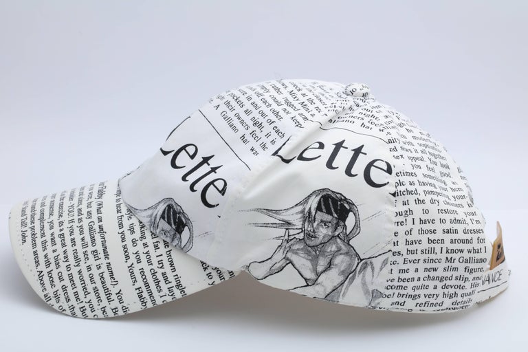 John Galliano Newspaper Print Cap For Sale at 1stDibs