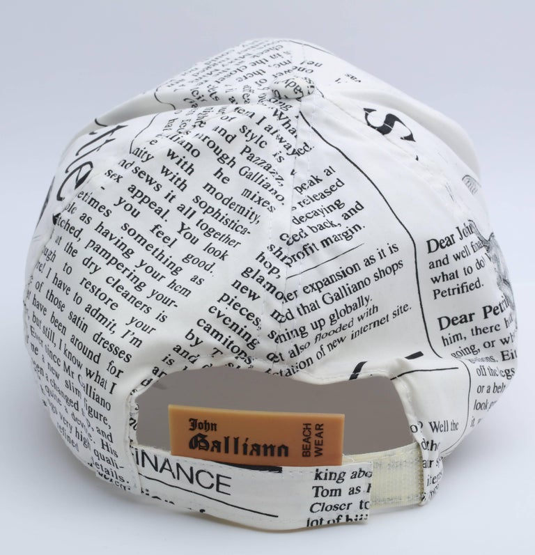 John Galliano Newspaper Print Cap For Sale at 1stDibs