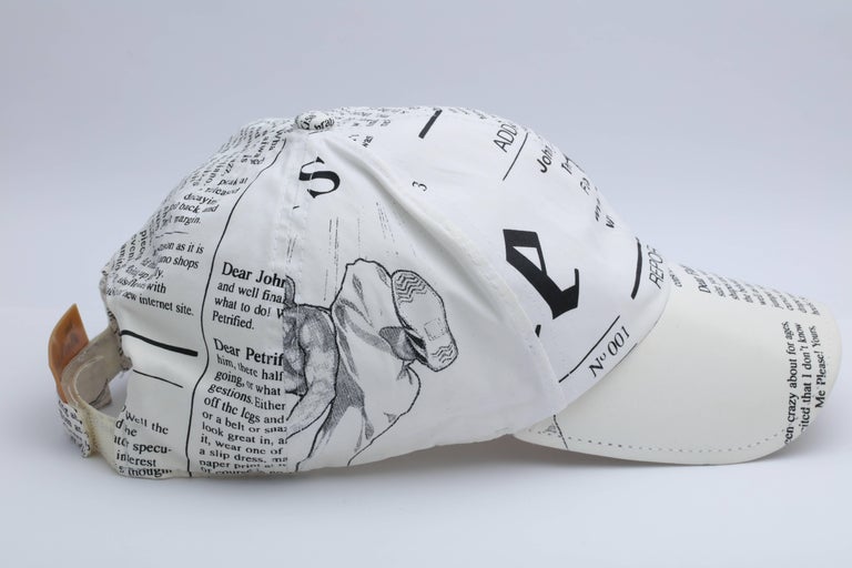 John Galliano Newspaper Print Cap For Sale at 1stDibs