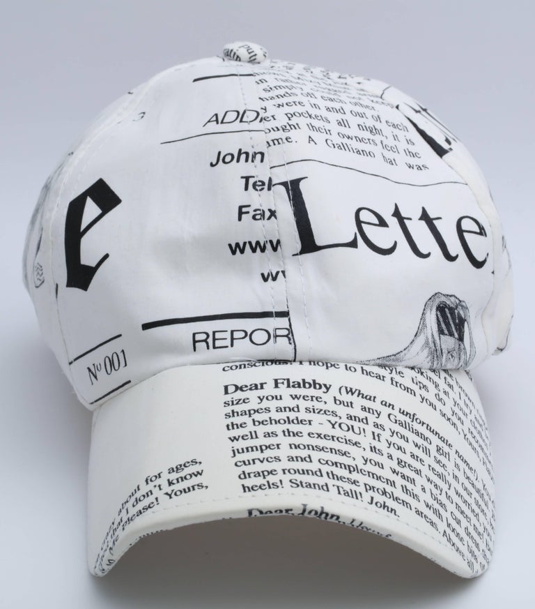 John Galliano Newspaper Print Cap For Sale at 1stDibs