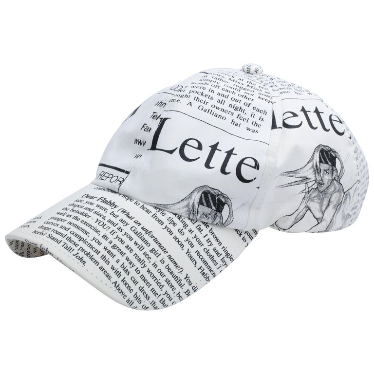 John Galliano Newspaper Print Cap For Sale at 1stDibs