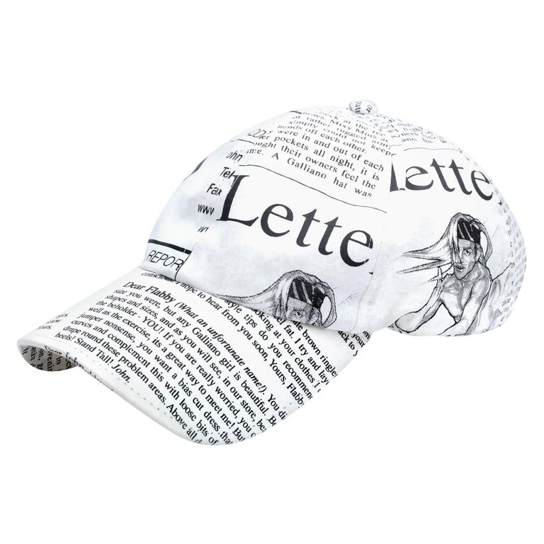 John Galliano Newspaper Print Cap For Sale at 1stDibs