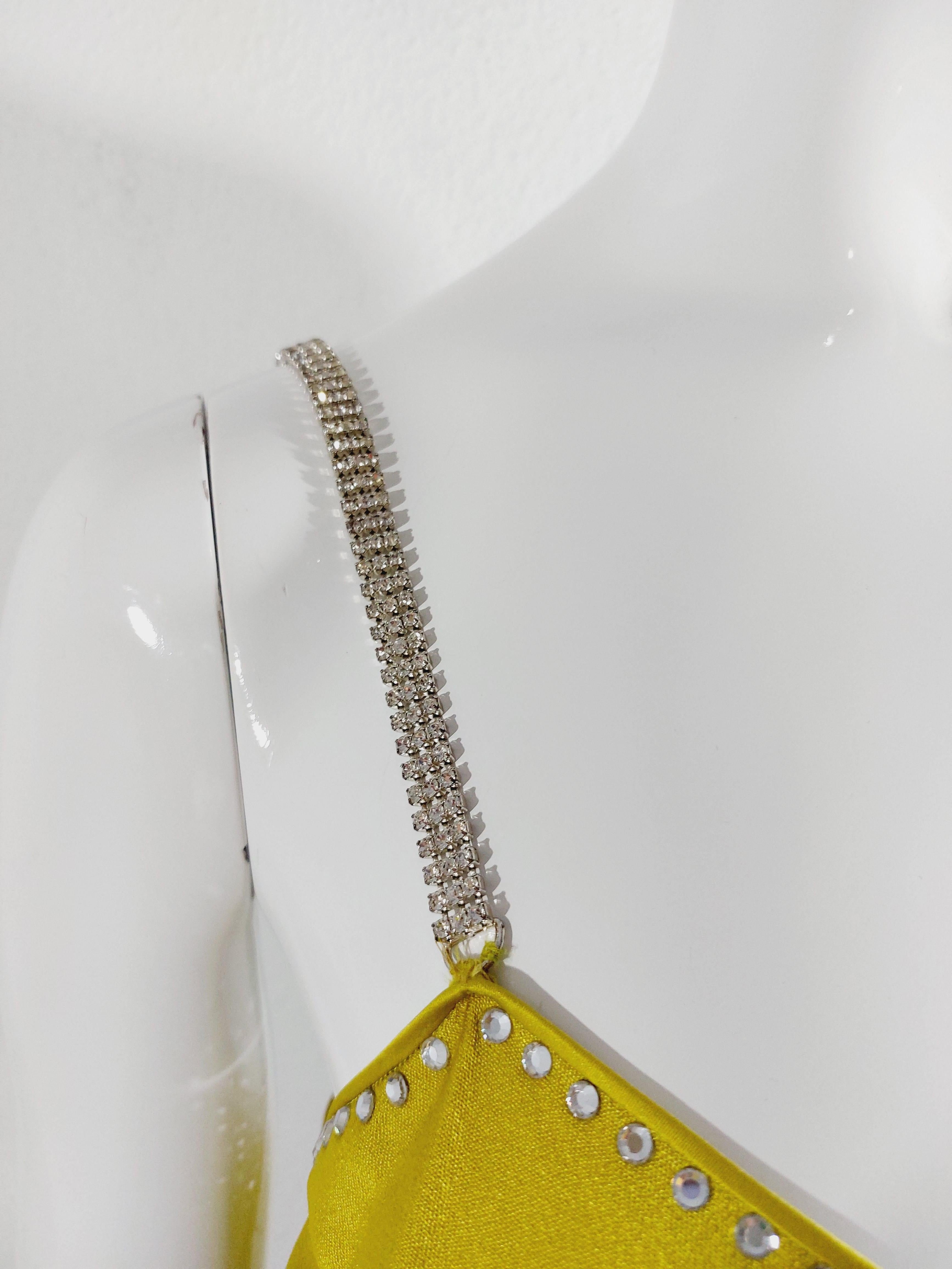 John Galliano Rhinestone Diamond Embroidered Yellow Ruffled Evening ...