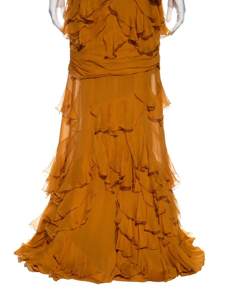 John Galliano saffron silk chiffon ruffled evening dress, ss 2005 For ...