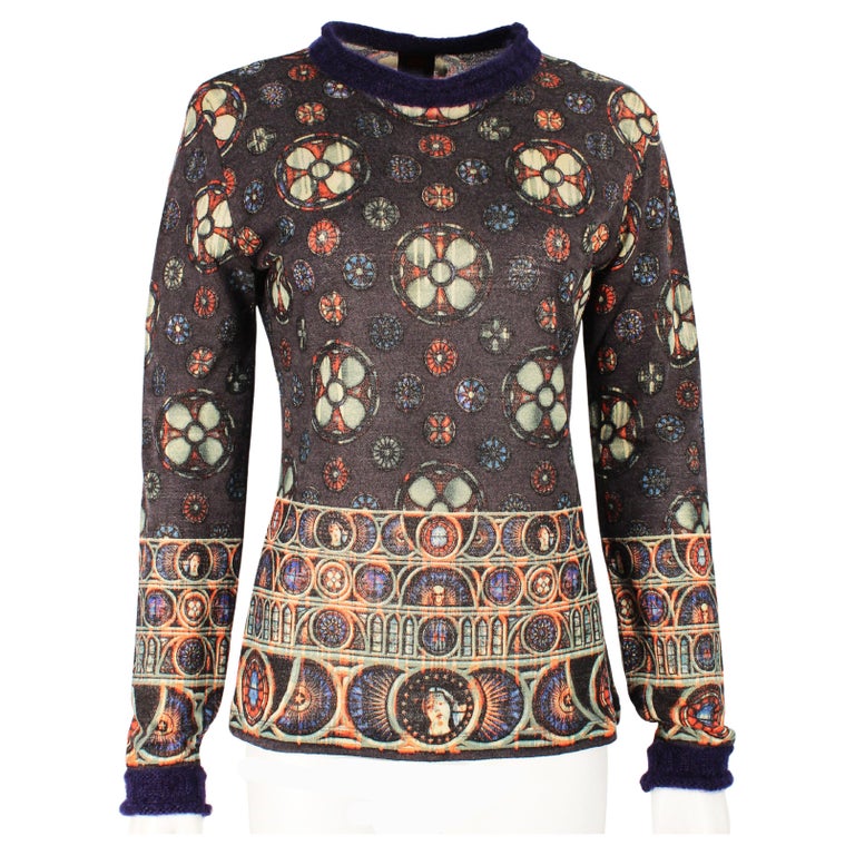 Jean Paul Gaultier Sweater Long Sleeve Top Abstract Lightweight Wool ...