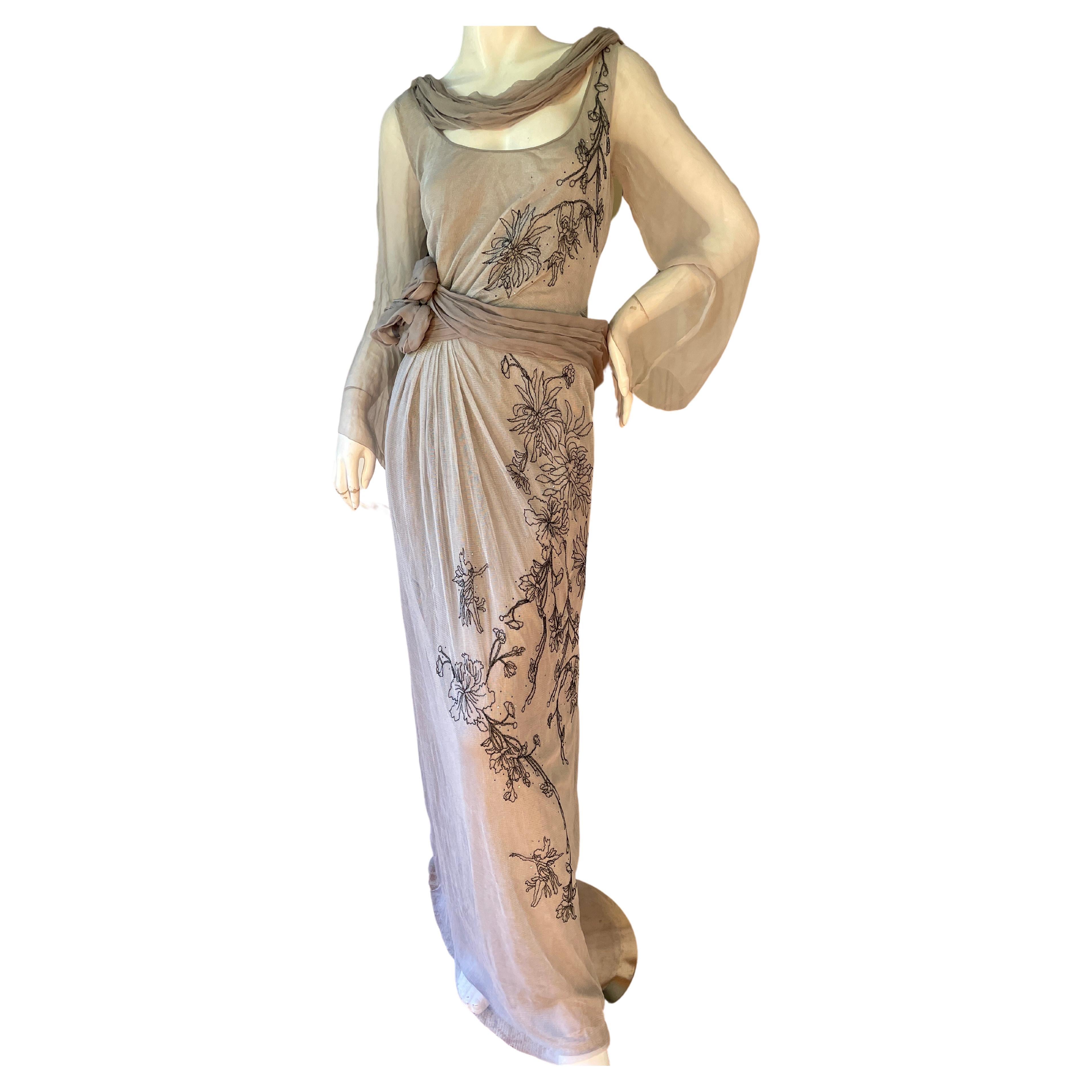 John Galliano Fur Trim Cheosam Top at 1stDibs