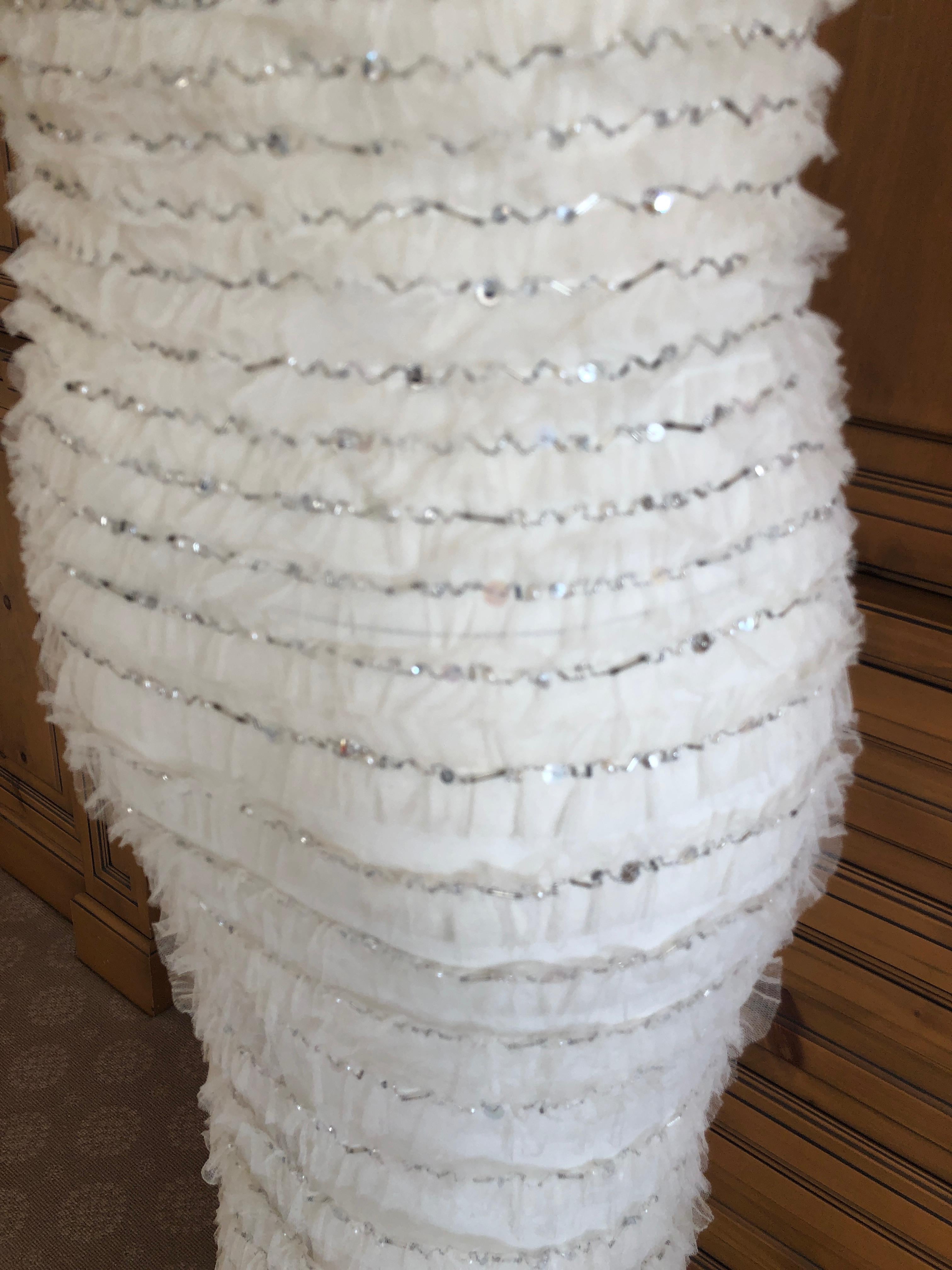 John Galliano Vintage Tiered Ruffled Bead Embellished Strapless Evening ...
