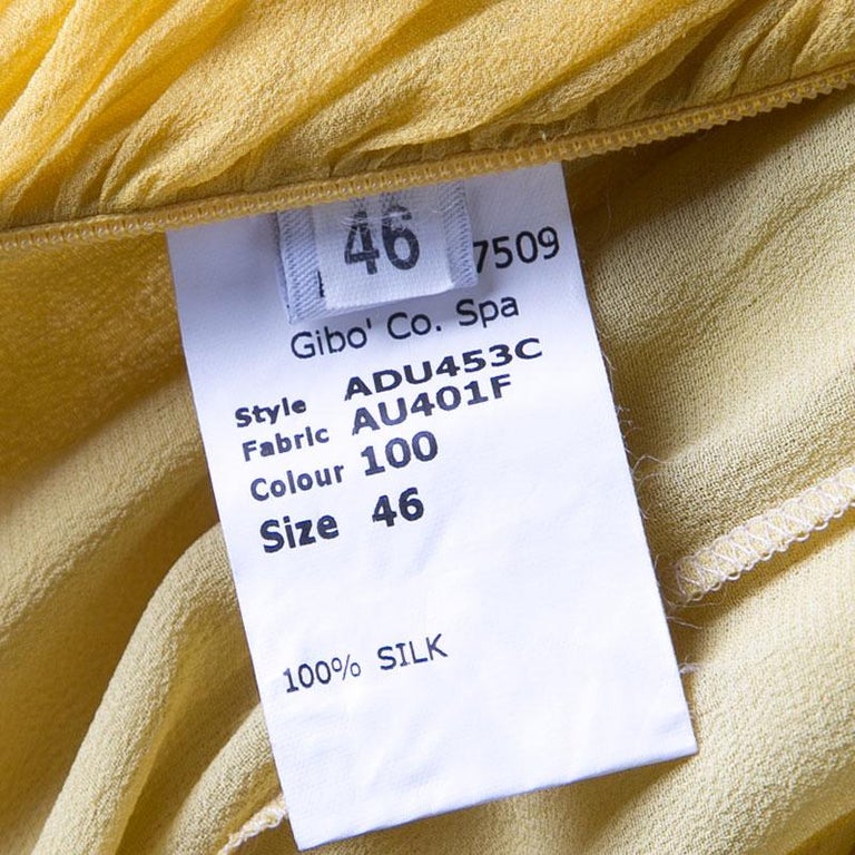 John Galliano Yellow Draped Silk Sleeveless Maxi Dress L For Sale at ...