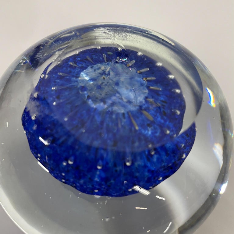 John Gentile Art Glass Paperweight Control Bubble Masonic Royal Blue ...