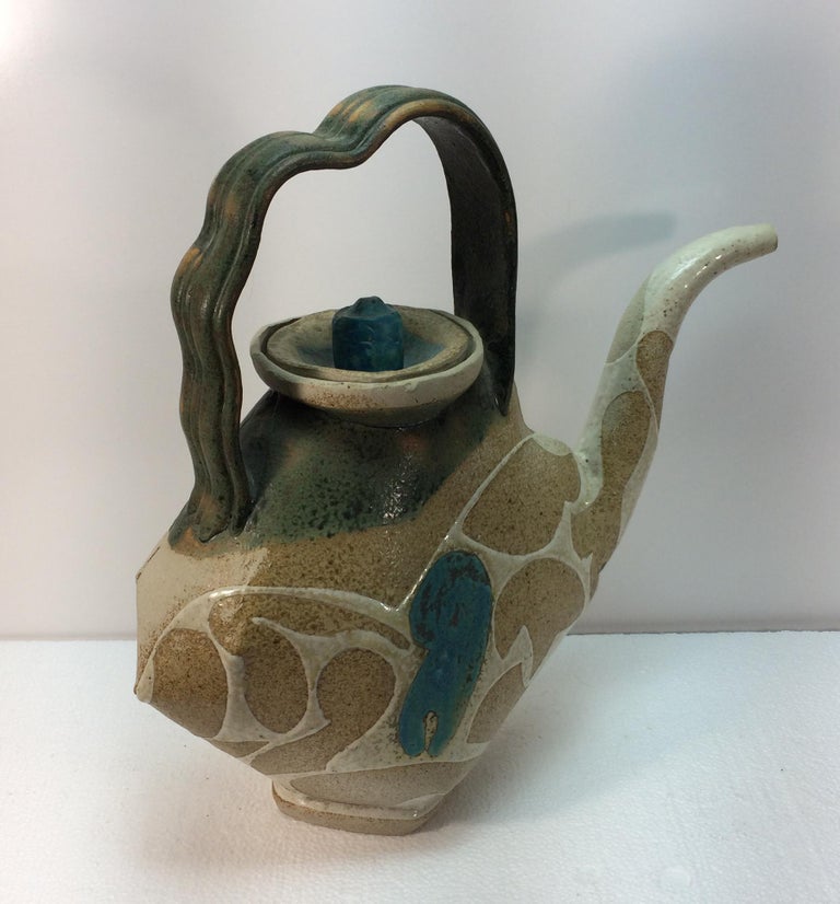 John Gill Vintage Studio Art Pottery Teapot Abstract Ceramic Signed ...