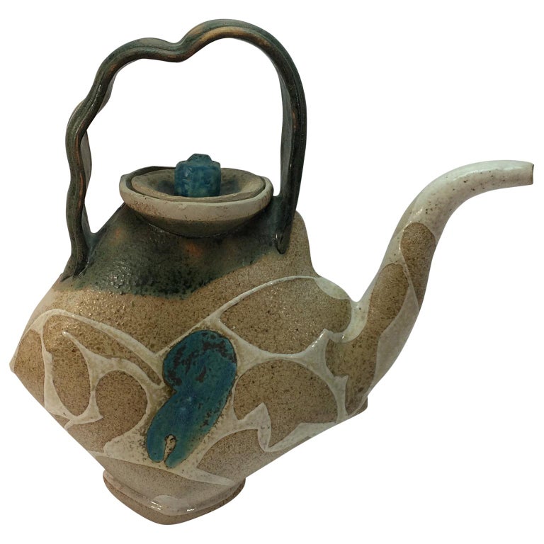John Gill Vintage Studio Art Pottery Teapot Abstract Ceramic Signed ...