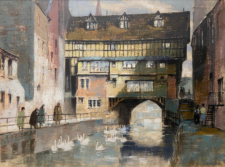 John Greene - The High Bridge, Lincoln, 20th Century Cityscape ...