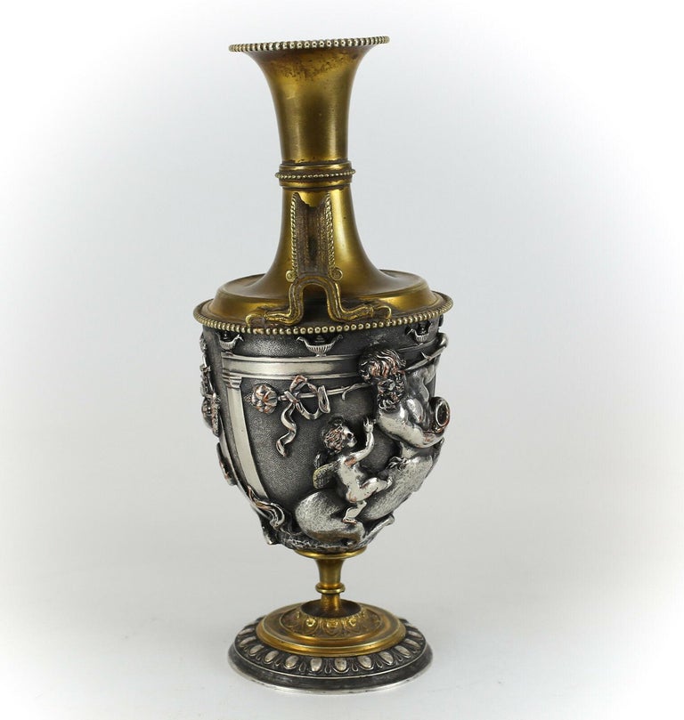 John Grinsell and Son Neoclassical Silver Plate Copper and Brass Urn ...