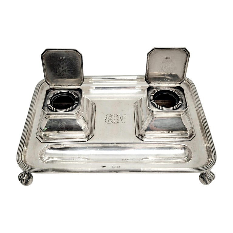 John Grinsell and Sons Birmingham England Sterling Inkwell Inkstand ...