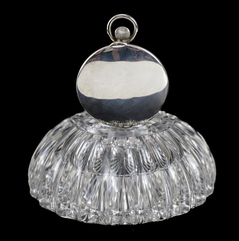 John Grinsell Sons Birmingham Sterling Silver Cut Glass Inkwell Desk ...
