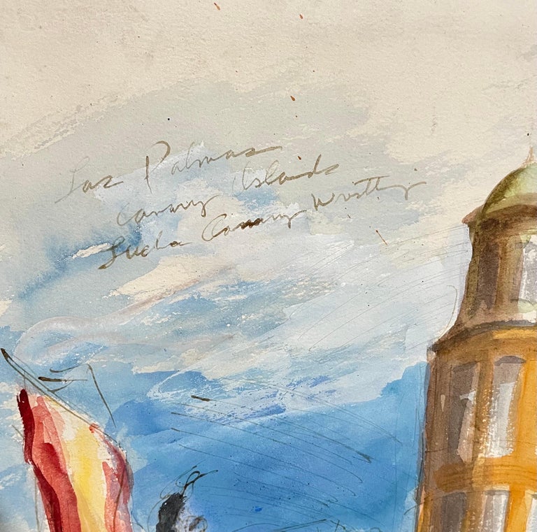 John Groth - Large Watercolour Painting John Groth, Men Wrestling ...