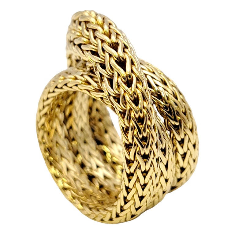 John Hardy 18 Karat Yellow Gold Chunky Twisted Woven Cocktail Ring For ...
