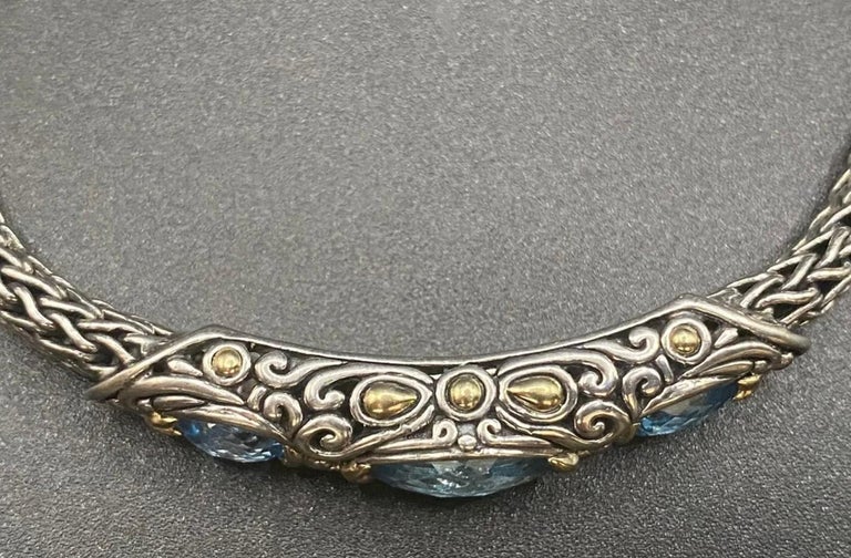 John Hardy 925 Silver Classic Chain Bracelet W/ Topaz and 18k Gold ...