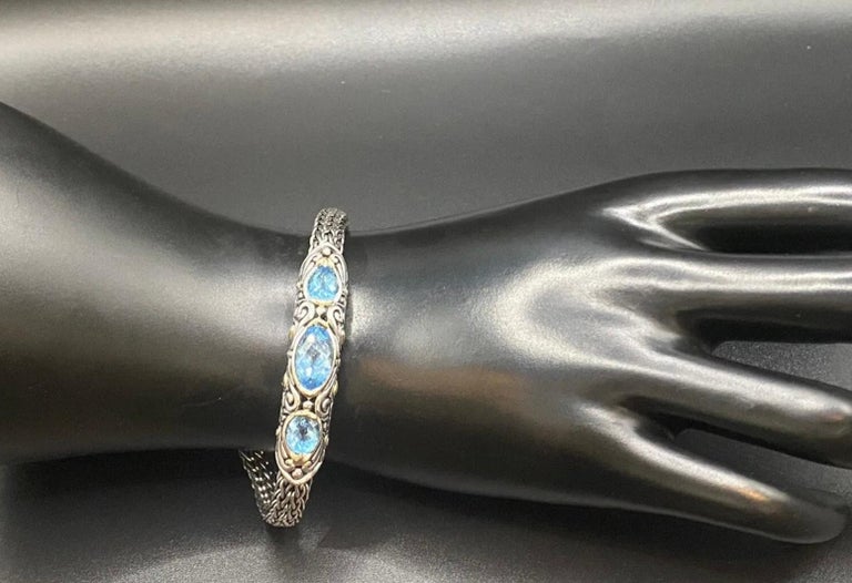 John Hardy 925 Silver Classic Chain Bracelet W/ Topaz and 18k Gold ...
