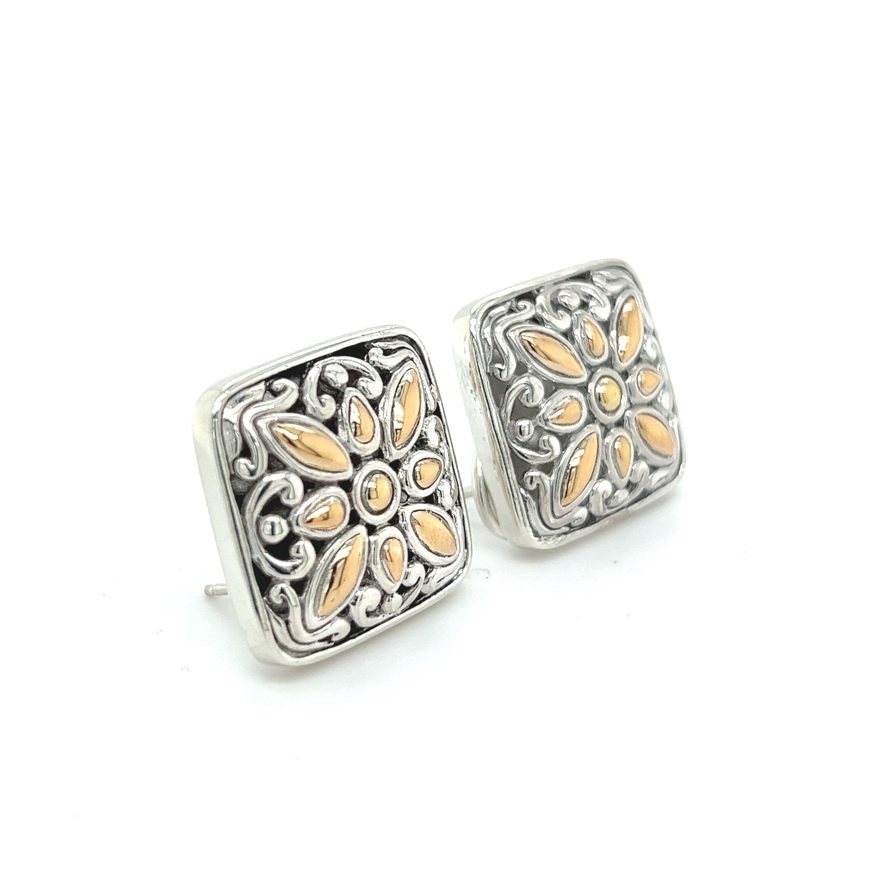 John Hardy Authentic Omega Back Earrings 18k Gold + Silver For Sale at ...