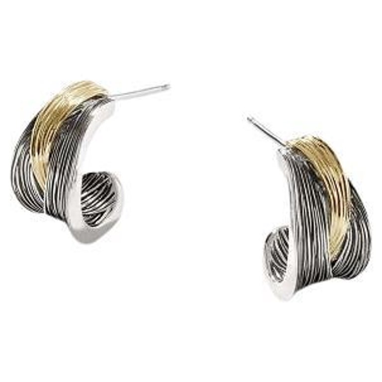 John Hardy Bamboo Striated J Hoop Earring EZ50108 For Sale at 1stDibs